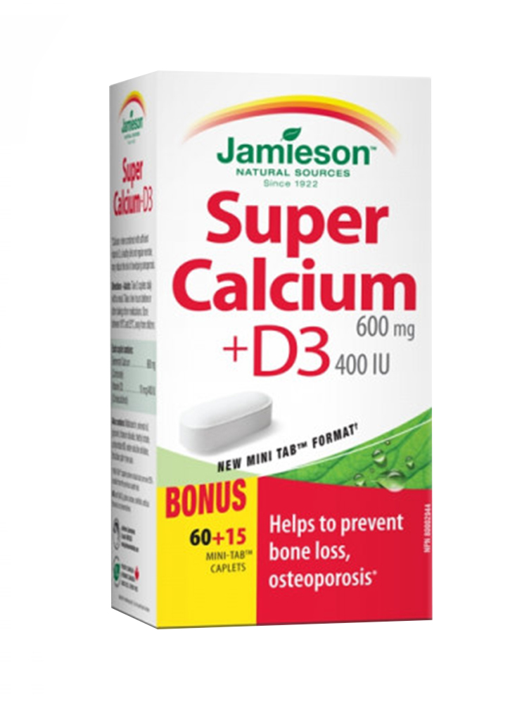 Super kalcijum 600 mg + D3 400 IU, Jamieson, 75 tableta