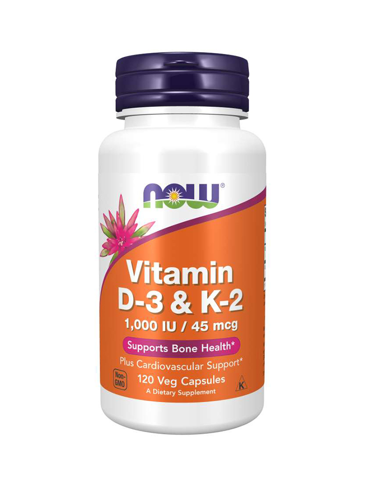 Vitamin D-3 & K-2, Now Foods, 120 veg kapsula