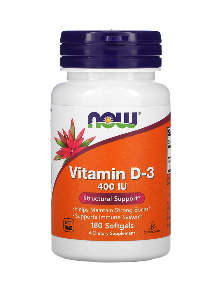 Vitamin D3 400 IU, Now Foods, 180 softgel kapsula