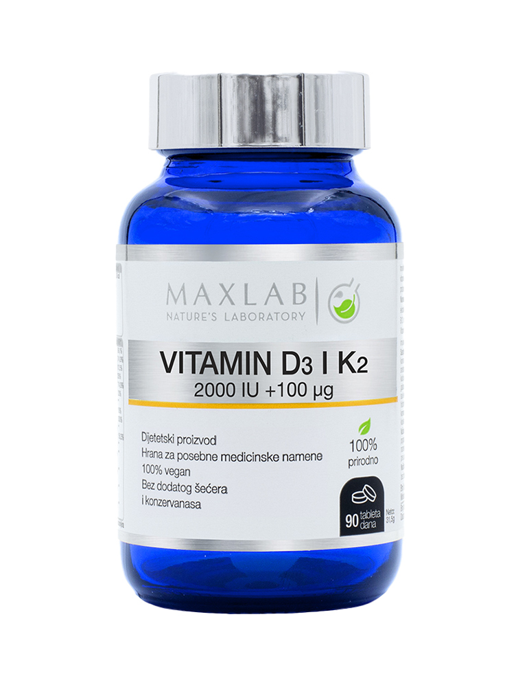 Vitamin D3 i K2 (2000 IU i 100 µg), Maxlab, 90 tableta