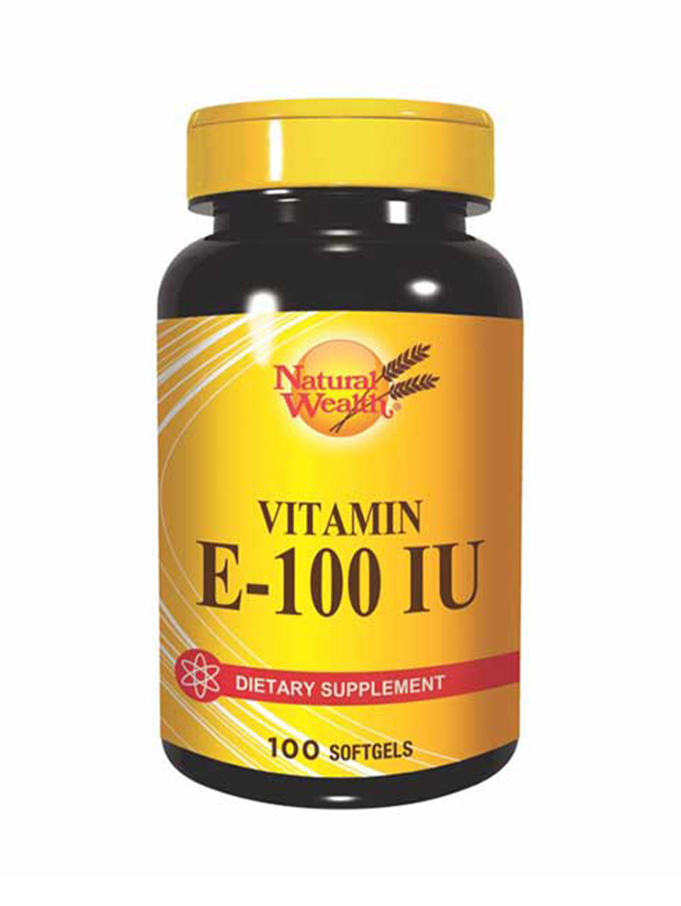 Vitamin E-100 IU, Natural Wealth, 100 kapsula