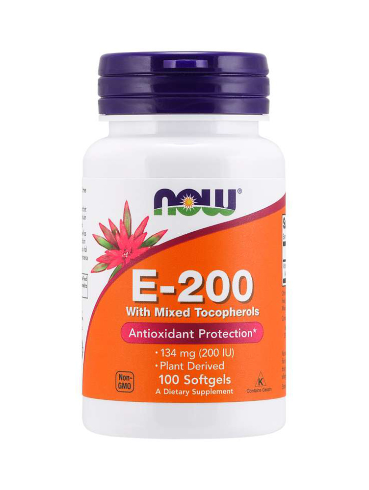 Vitamin E-200 With Mixed Tocopherols, Now Foods, 100 softgel kapsula