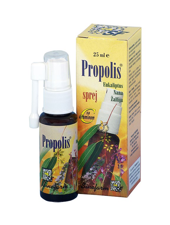 Propolis sprej sa nanom žalfijom eukaliptusom i C vitaminom, Sinefarm, 25 ml