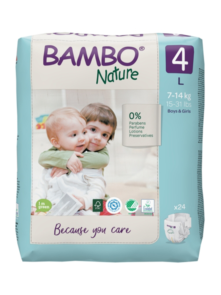 Eco-Friendly 4 L pelene za bebe 7-14 kg, Bambo Nature, 24 komada