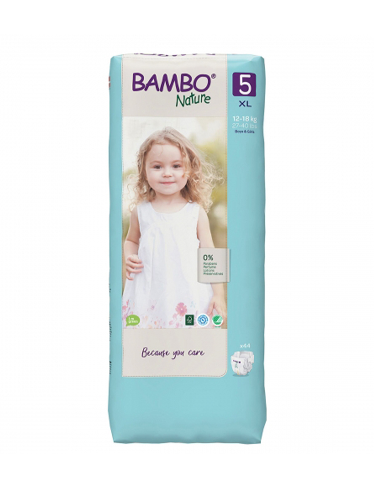 Eco-Friendly 5 XL pelene za bebe 12-18 kg, Bambo Nature, 44 komada