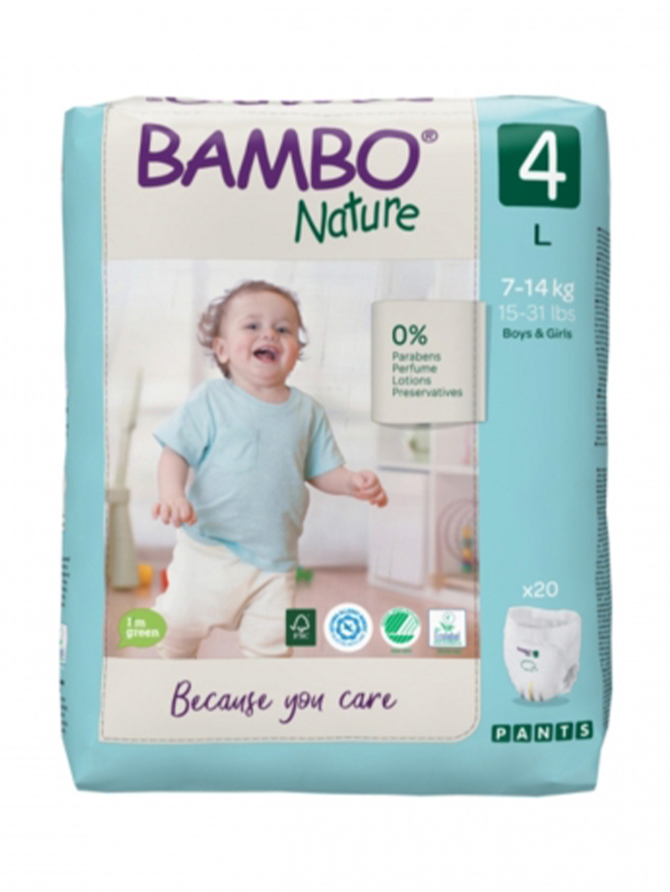 Gaćice za bebe 4 L 7-14 kg, Bambo Nature, 20 komada