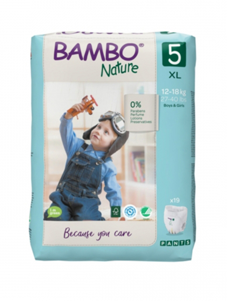 Gaćice za bebe 5 XL 12-18 kg, Bambo Nature, 19 komada