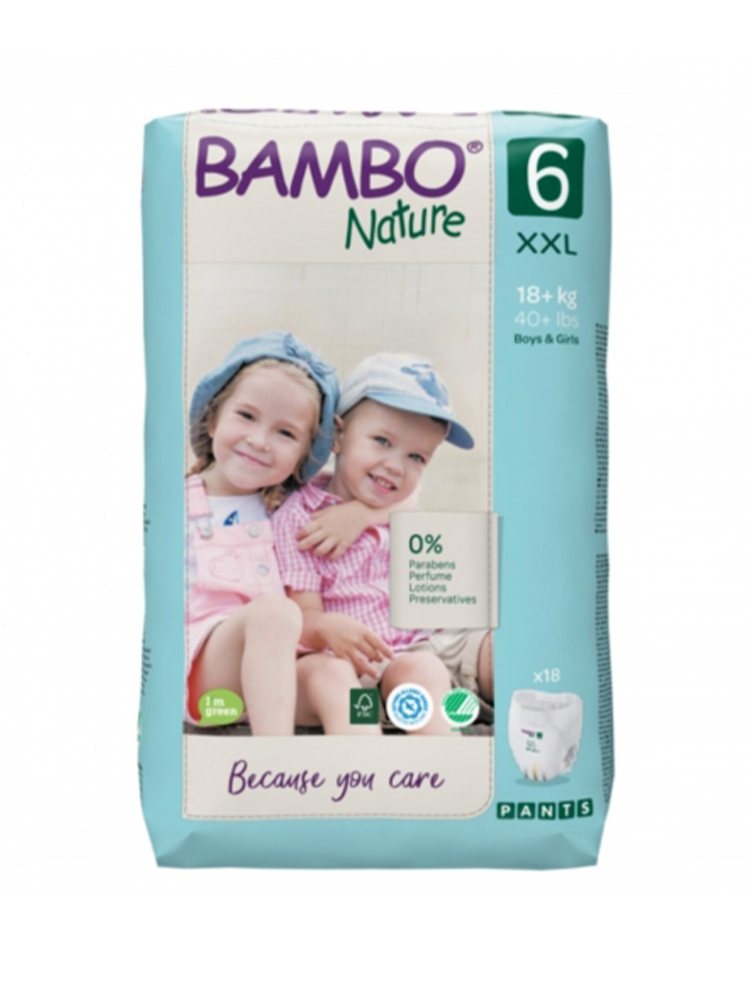 Gaćice za bebe 6 XXL 18+ kg, Bambo Nature, 18 komada