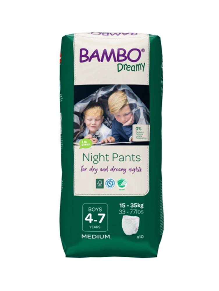Noćne gaćice Dreamy za dečake 4-7 g 15-35 kg, Bambo Nature, 10 komada