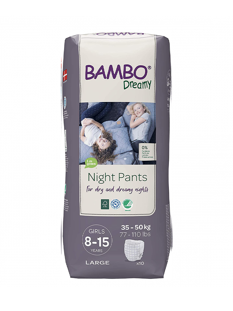 Noćne gaćice Dreamy za devojčice 8-15 g 35-50 kg, Bambo Nature, 10 komada