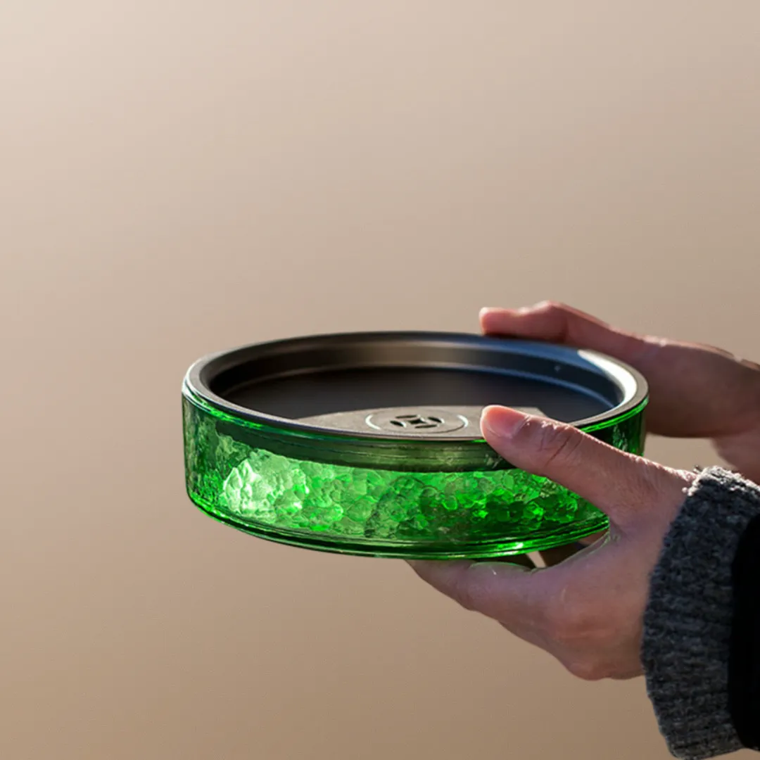 “Green Ocean” Pot Holder/Tea Tray with Tin Cover