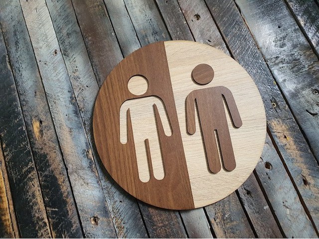 Oznaka za toalet-Velika Drvena tabla