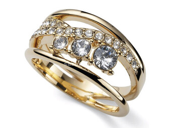 Ženski oliver weber drive crystal gold prsten sa swarovski belim kristalima l ( 41159gl )