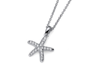 Ženski oliver weber starfish crystal lančić sa belim swarovski kristalnim priveskom ( 11897 )