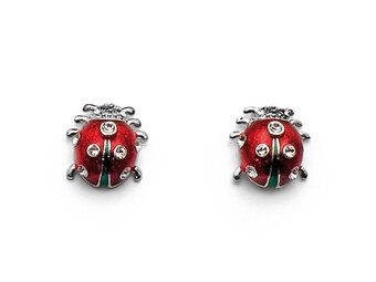 Ženske oliver weber ladybug mini crystal mindjuše sa swarovski crvenim kristalom ( 22186 )
