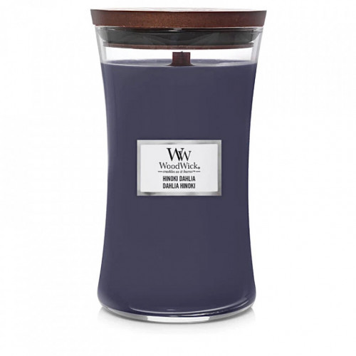 Hinoki Dahlia - L Wood Wick mirisna sveća (kupina, jasmin, dalija, hinoki...)