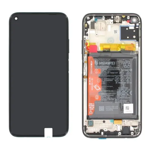 LCD ekran / displej za Huawei P40 Lite + touchscreen + baterija + frame Black Service Pack Original/02353KFU