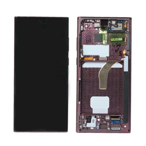 LCD ekran / displej za Samsung S908 Galaxy S22 Ultra 5G + touchscreen + frame Burgundy Purple Service Pack Original/GH82-27488B