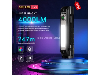 Baterijska lampa Sofirn IF23 set 4000lm + bocno 500lm sa dodatnim RGB svetlom sa 10 boja