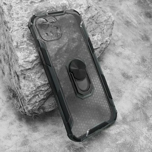 Futrola - maska DEFENDER RING providna za iPhone 15 Plus (6.7) crna (MS)