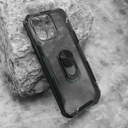 Futrola - maska DEFENDER RING providna za iPhone 15 Pro Max (6.7) crna (MS)
