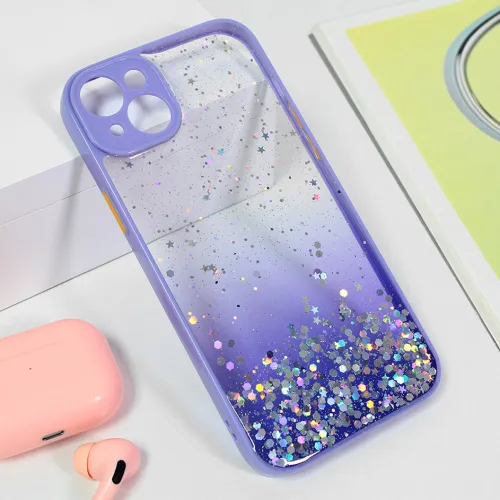 Futrola - maska Frame Glitter za iPhone 15 Plus 6.7 ljubicasta