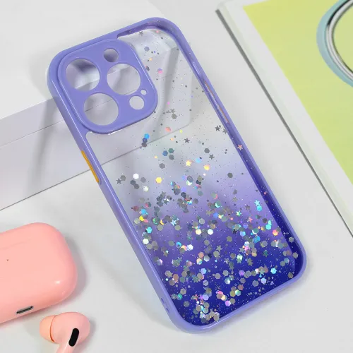 Futrola - maska Frame Glitter za iPhone 15 Pro 6.1 ljubicasta