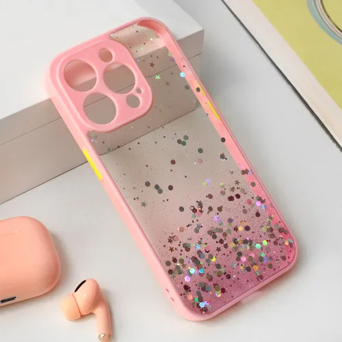 Futrola - maska Frame Glitter za iPhone 15 Pro 6.1 roze