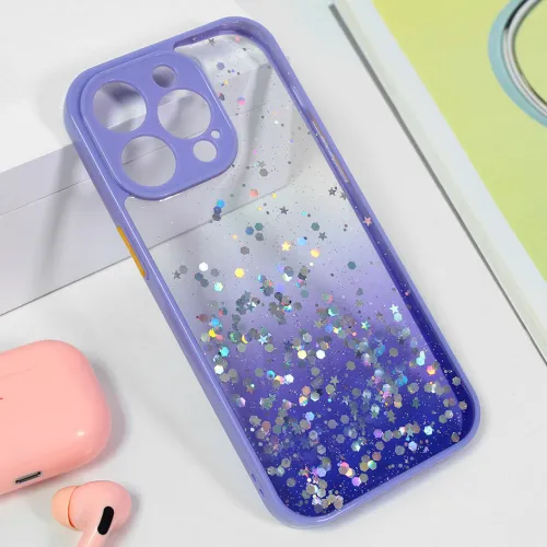 Futrola - maska Frame Glitter za iPhone 15 Pro Max 6.7 ljubicasta