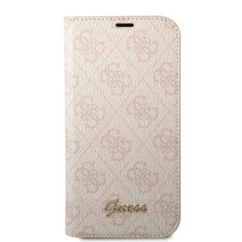 Futrola - maska Guess BT PC/TPU 4G PU Script Metal za iPhone 14 Pro 6.1 pink (GUBKP14LHG4SHP)