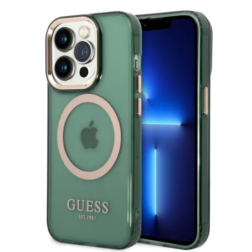 Futrola - maska Guess Hc Magsafe Outline Translucent za iPhone 14 Pro 6.1 zlatna (GUHMP14LHTCMA)