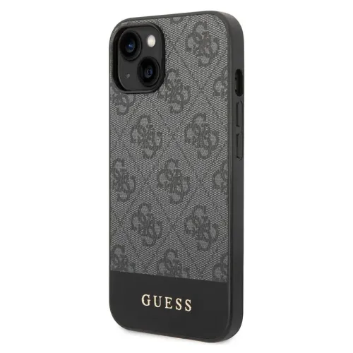 Futrola - maska Guess Hc PC/TPU 4G Pu Bottom Stripe za iPhone 15 6.1 siva (GUHCP15SG4GLGR)