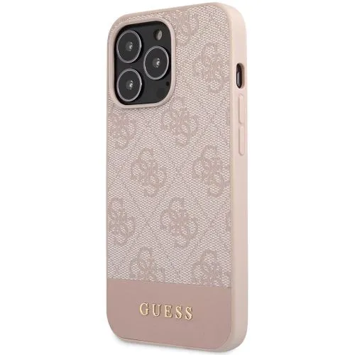 Futrola - maska Guess Hc PC/TPU 4G Pu Bottom Stripe za iPhone 15 Pro 6.1 roze (GUHCP15LG4GLPI)