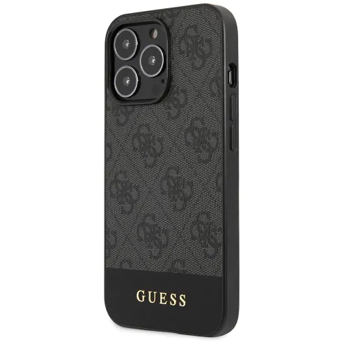 Futrola - maska Guess Hc PC/TPU 4G Pu Bottom Stripe za iPhone 15 Pro 6.1 siva (GUHCP15LG4GLGR)