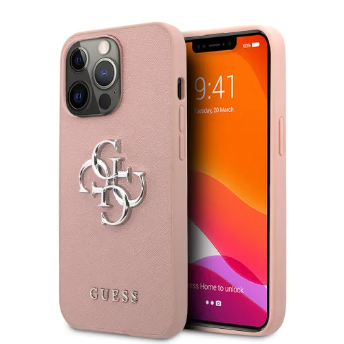 Futrola - maska Guess Saffiano Big za iPhone 13 Pro 6.1 roza (GUHCP13LSA4GSPI)