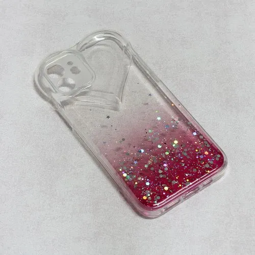 Futrola - maska Heart Glitter za iPhone 12 6.1 pink