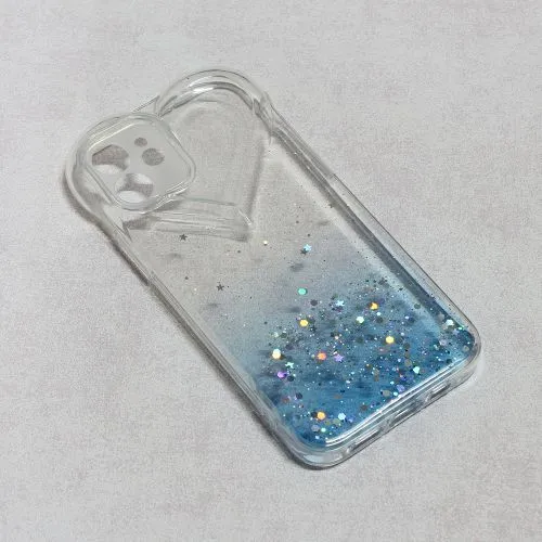 Futrola - maska Heart Glitter za iPhone 12 6.1 plava
