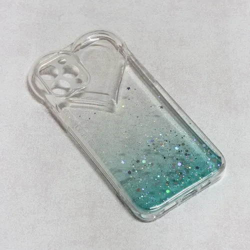 Futrola - maska Heart Glitter za iPhone 12 Pro 6.1 mint