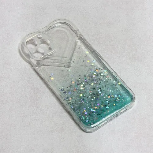 Futrola - maska Heart Glitter za iPhone 13 6.1 mint