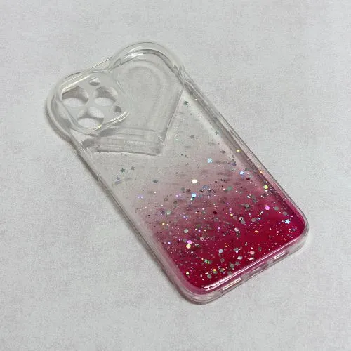 Futrola - maska Heart Glitter za iPhone 13 6.1 pink