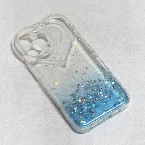 Futrola - maska Heart Glitter za iPhone 13 Pro 6.1 plava