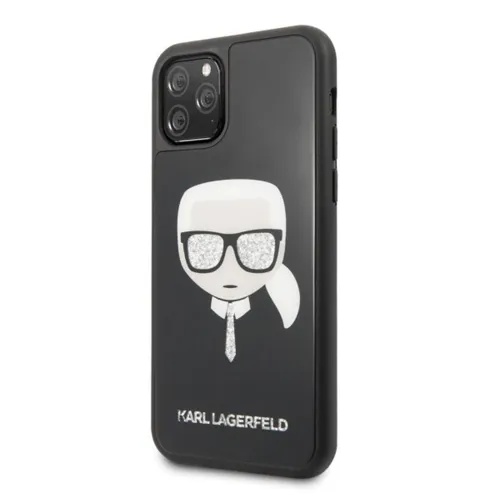 Futrola - maska Karl Lagerfeld Double Layers Glitter Head za iPhone 11 Pro 5.8 crna (KLHCN58DLHBK)