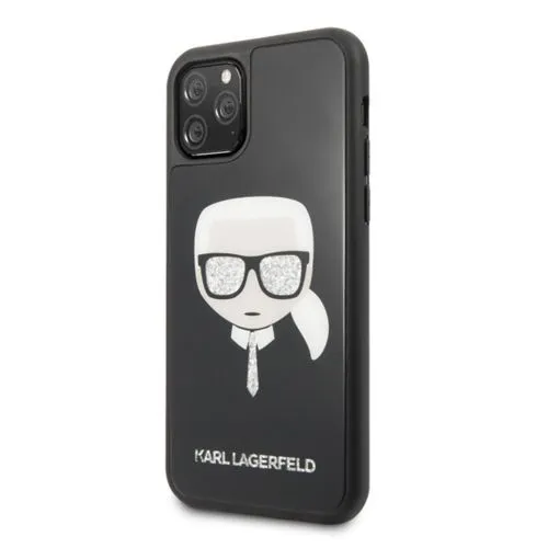 Futrola - maska Karl Lagerfeld Double Layers Glitter za iPhone 11 Pro Max 6.5 crna ( KLHCN65DLHBK)
