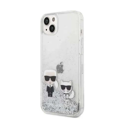 Futrola - maska Karl Lagerfeld Hc Liquid Glitter Karl&Choupette za iPhone 14 Plus 6.7 srebrna(KLHCP14MGKCS)