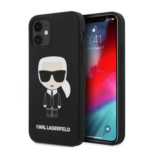 Futrola - maska Karl Lagerfeld Hc Silicone Full Body Ikonic za iPhone 12 mini 5.4 crna (KLHCP12SSLFKBK)