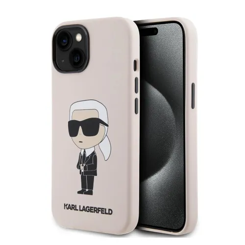 Futrola - maska Karl Lagerfeld Hc Silicone NFT Ikonik za iPhone 15 6.1 roze (KLHCP15SSNIKBCP)