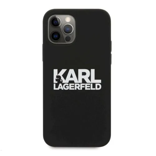 Futrola - maska Karl Lagerfeld Hc Silikone Stack Logo za iPhone 12 Pro Max 6.7 crna (KLHCP12LSLKLRBK)