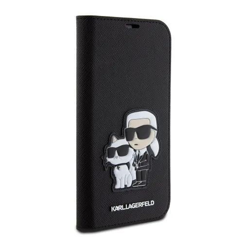 Futrola - maska Karl Lagerfeld Saffiano BP Nft Karl&Choupette za iPhone 15 6.1 crna (KLBKP15SSANKCPK)