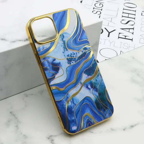 Futrola - maska MARBLE za iPhone 15 Plus (6.7) plava (MS)