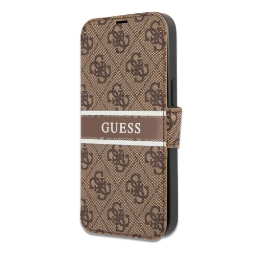 Futrola - maska na preklop Guess Bk Pu 4G Stripe za iPhone 13 6.1 braon (GUBKP13M4GDBR)